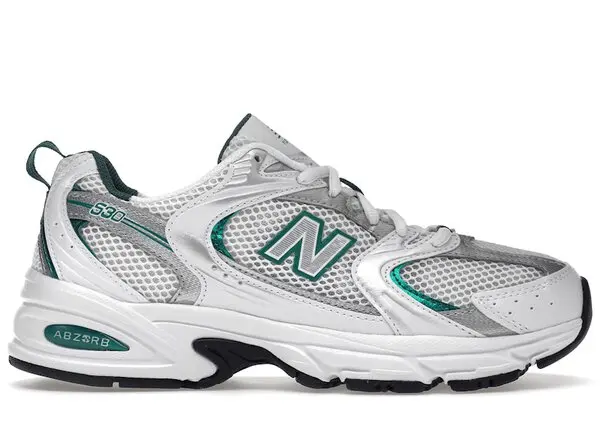 s_boy New Balance 530 Sneakers - White/Metallic Silver/Green | Editorialist